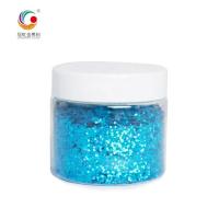 China Blue Laser Holographic Glitter Powder PET Material 25-50 Microns Thickness Hexagonal 0.1-3.0mm Sizes for sale