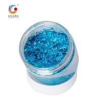 China Blue Laser Holographic Glitter Powder PET Material 25-50 Microns Thickness Hexagonal 0.1-3.0mm Sizes for sale