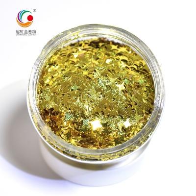 China Bulk Polyester Holographic Glitter Powder 50 Microns Thickness - Starlight Gold for Nail Art & Crafts for sale
