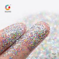 China OEM Extra Fine Laser Hexagonal Holographic Glitter Powder Silver PET 0.2mm-3.0mm Size Range 12-50 Microns for sale
