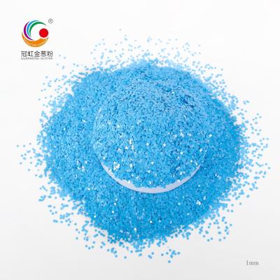 China 1mm Bulk Blue Eco Friendly PET Solvent Resistance Glitter Chunky Round For Crafts for sale