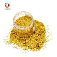China Gold Laser Holographic Glitter Powder PET Material 0.075mm-3.0mm Size Range for Cosmetics and Decorations for sale