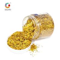 China Gold Laser Holographic Glitter Powder PET Material 0.075mm-3.0mm Size Range for Cosmetics and Decorations for sale