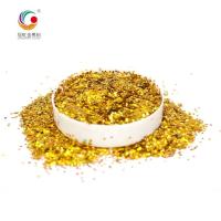 China Gold Laser Holographic Glitter Powder PET Material 0.075mm-3.0mm Size Range for Cosmetics and Decorations for sale