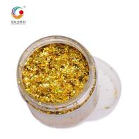 China Gold Laser Holographic Glitter Powder PET Material 0.075mm-3.0mm Size Range for Cosmetics and Decorations for sale