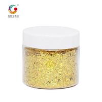 China Gold Laser Holographic Glitter Powder PET Material 0.075mm-3.0mm Size Range for Cosmetics and Decorations for sale
