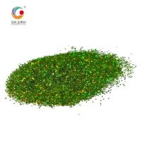 China PET Laser Glitter Powder 25-50 Microns Thickness in Olive Green - Hexagonal 0.075mm to 3.0mm Sizes for Crafts & Cosmetics for sale