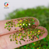 China PET Laser Glitter Powder 25-50 Microns Thickness in Olive Green - Hexagonal 0.075mm to 3.0mm Sizes for Crafts & Cosmetics for sale