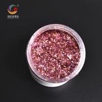 China Pink Laser PET Hexagonal Holographic Glitter Powder - 12-50 Microns Thickness, 1KG MOQ, Biodegradable Cosmetic Grade for sale