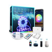 China DC12V work with Alexa google assistance App and remote rgb rgbic addressable waterproof programmable wifi smart led light strip for sale