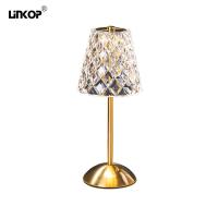 China Crystal LED Table Lamp Type C USB 5V Rechargeable Touch Three Color Table Lamp for sale