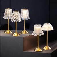China Crystal LED Table Lamp Type C USB 5V Rechargeable Touch Three Color Table Lamp for sale