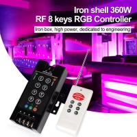 China 12-24v Iron Shell Led Controller 5-10 Control Distance Rf 8 Key 30a Rgb Dimmer for sale