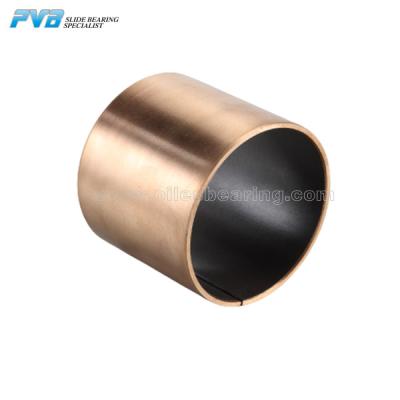 China PVB011 Bronze Back PTFE Composite Bushing 0.7-2.3mm Backing with 250 N/mm Load Capacity for sale