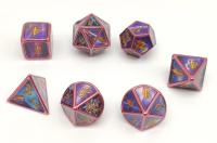 China Hand Carved Metal Polyhedral Dice 7 Piece Set For Tabletop RPG for sale