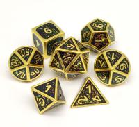 China Hand Sanded Unique Metal Dice Sets Durable 7 Pcs Size 17mm-22mm for sale