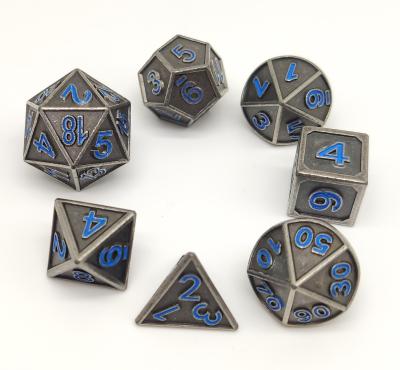 China Metal KTV Gaming Dice Set , Hand Pouring Polyhedral 7 Die Set for sale