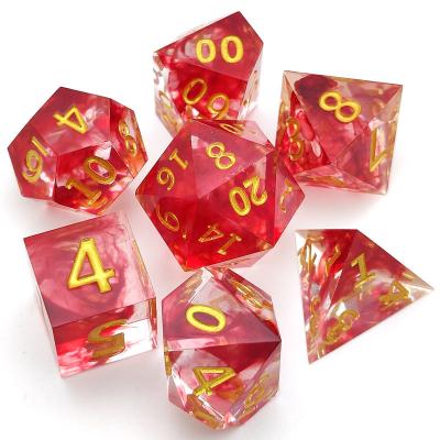 China OEM Sharp Edge Resin RPG Dice 7 Pcs Hand Poured For Pathfinder for sale