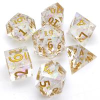 China Embossed Clear Resin RPG Dice Set 7 Piece Polyhedron For Dungeon And Dragon for sale