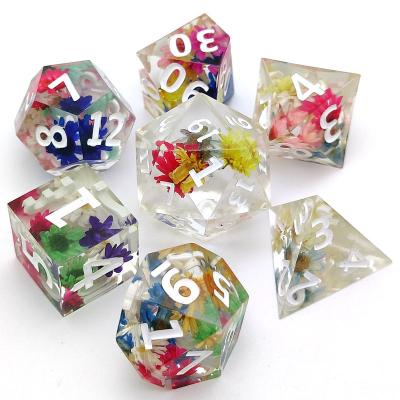 China Practical Resin Sharp Edge Dice , Hand Carved Clear Polyhedral Dice for sale