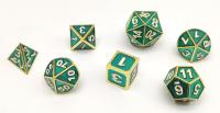 China Lightweight Practical Green Dice Set , Wear Resistant Green Metal DND Dice for sale