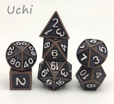 China Manual Grinding Metal RPG Dice Odorless Nontoxic Black Color for sale