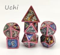 China 7 Piece Polyhedral Metal RPG Dice Set Antiwear For Tabletop Gaming for sale
