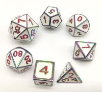 China ISO9001 White Metal RPG Dice Set Hand Carved For Hammer And Yahtzee for sale