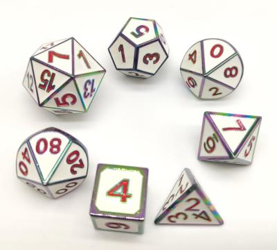 China ISO9001 White Metal RPG Dice Set Hand Carved For Hammer And Yahtzee for sale