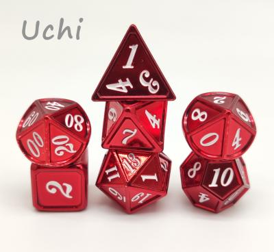 China Neat Sharp Edges Metal RPG Dice 7 Piece Set Polyhedron Hand Poured for sale