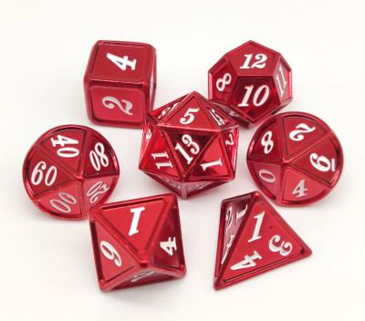 China Sturdy Portable Red Metal Dice Set Handmade Seven Sharp Edged for sale