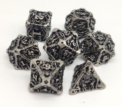 China Handmade Metal Mini RPG Dice 7 Piece Set Gold Plated Surface for sale
