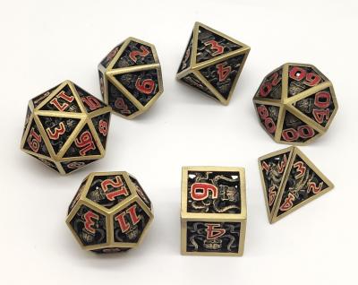 China Hand Pouring Metal Polyhedral Dice Odorless Antiwear 7 Piece Set for sale