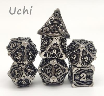 China Portable Sturdy Polyhedral 7 Die Set , Wear Resistant Metal Dice RPG for sale