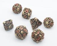 China Antiwear Portable Tiny Metal Dice , Durable Gemstone Polyhedral Dice Set for sale