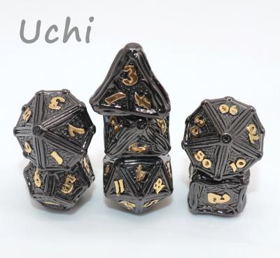 China Practical Sturdy Small Metal Dice , Polyhedral Sharp Edged Tiny Dice Set for sale