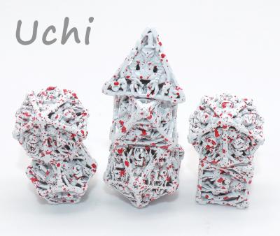 China White Metal Mini Polyhedral Dice Hand Pouring For Collection for sale
