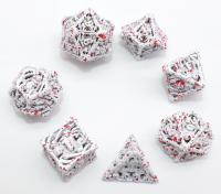 China Hand Carved White Mini Polyhedral Dice DND 7 Piece Set Portable for sale