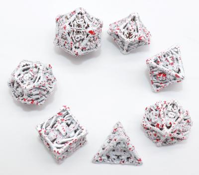 China Hand Carved White Mini Polyhedral Dice DND 7 Piece Set Portable for sale
