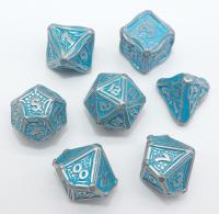 China Polyhedron Sturdy Blue Metal DND Dice Hand Pouring Wear Resistant for sale