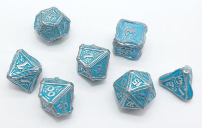 China Hand Made Blue Mini Polyhedral Dice Lightweight Metal Material for sale