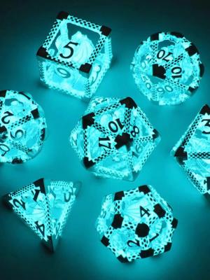China Fun RPG DND Dice Set Transparent Led Luminous Dice Dungeons and Dragons for sale