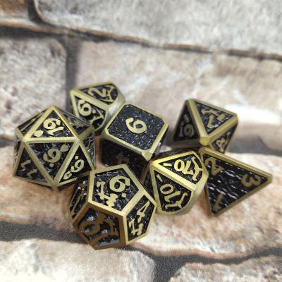 China Metal Anti wear Hand Carved card game Dice Practical Polyhedral for sale