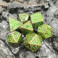 China Hand Poured Portable Small Tarot Card Sharp colourful Metal Dice Sets for sale