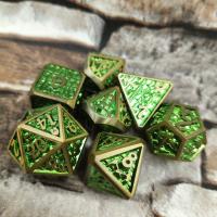 China Hand Poured Portable Small Tarot Card Sharp colourful Metal Dice Sets for sale