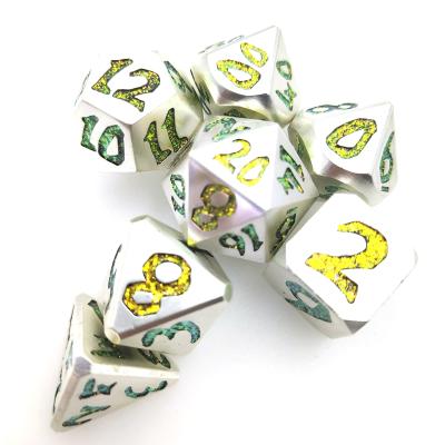 China Hand Pouring Gold Plated Surface RPG RPG Dice Set 7 Pcs Polyhedral for sale