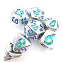 China Handmade Gold Plated Custom Dice Environmental Metal Dice Polyhedral Pale Green Silver for sale