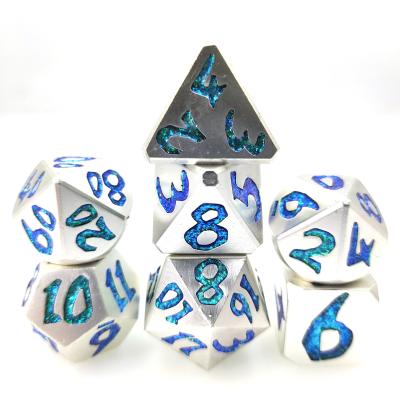 China Handmade Gold Plated Custom Dice Environmental Metal Dice Polyhedral Pale Green Silver for sale