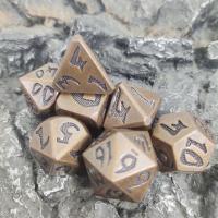 China DND Board game Multi color Brass RPG Polyhedral Dice Set Wear Copper Dice Sets for sale