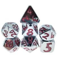 China Multipurpose Tiny Metal Dice Red Dice Polyhedral Set For Dungeons And Dragons Silver Red for sale